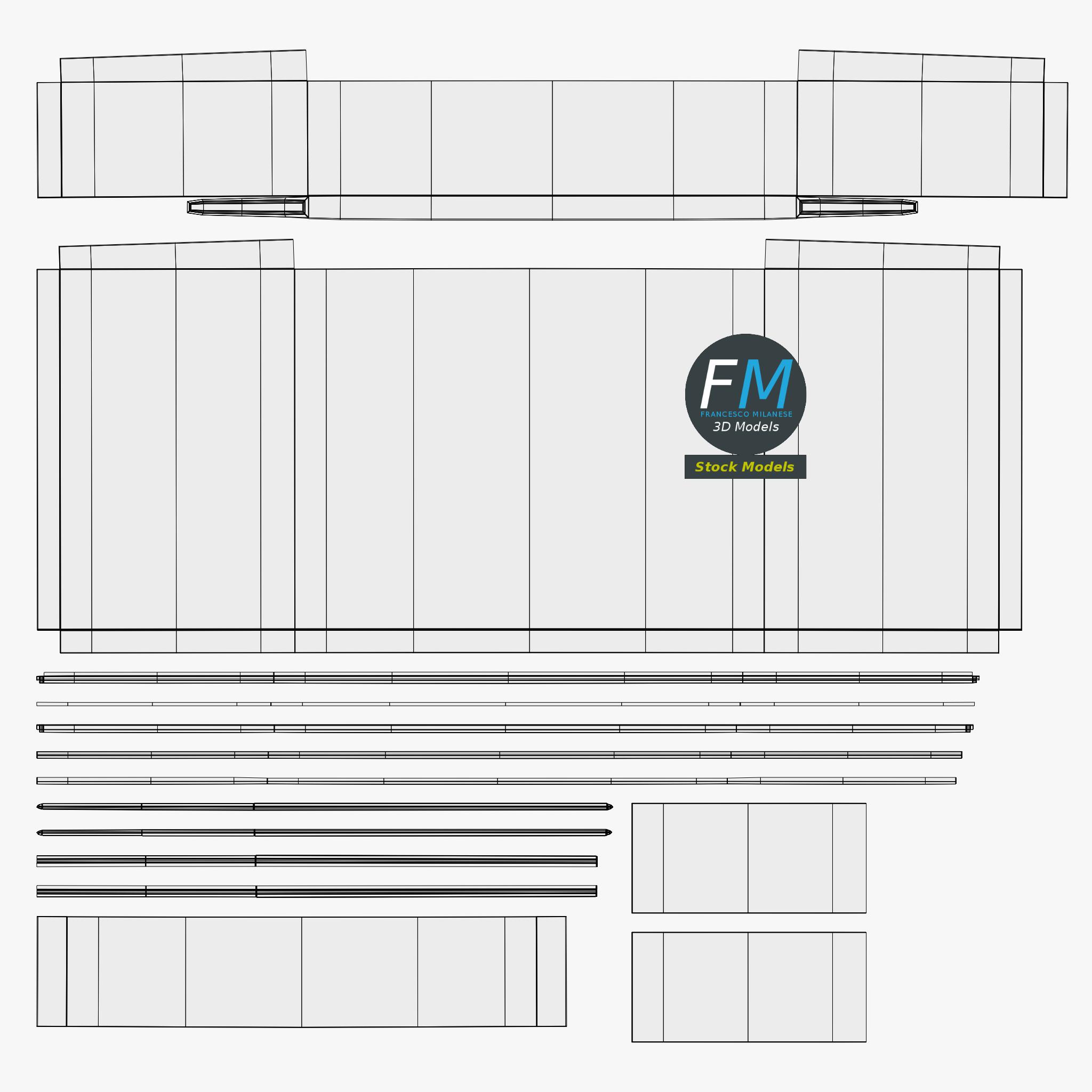 3D MODEL - Wall mounted flat TV base mesh