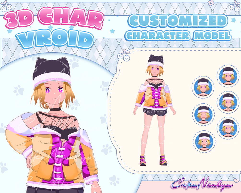 3D Vroid Character, Vtuber Model Free, 3d Model, Vtuber Model, Vroid ...