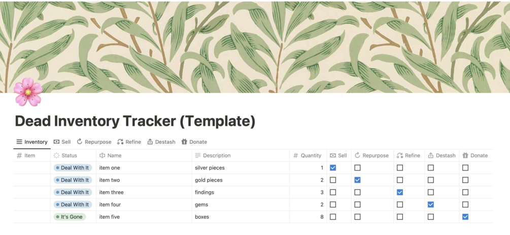 Dead Inventory Tracker - Notion Template