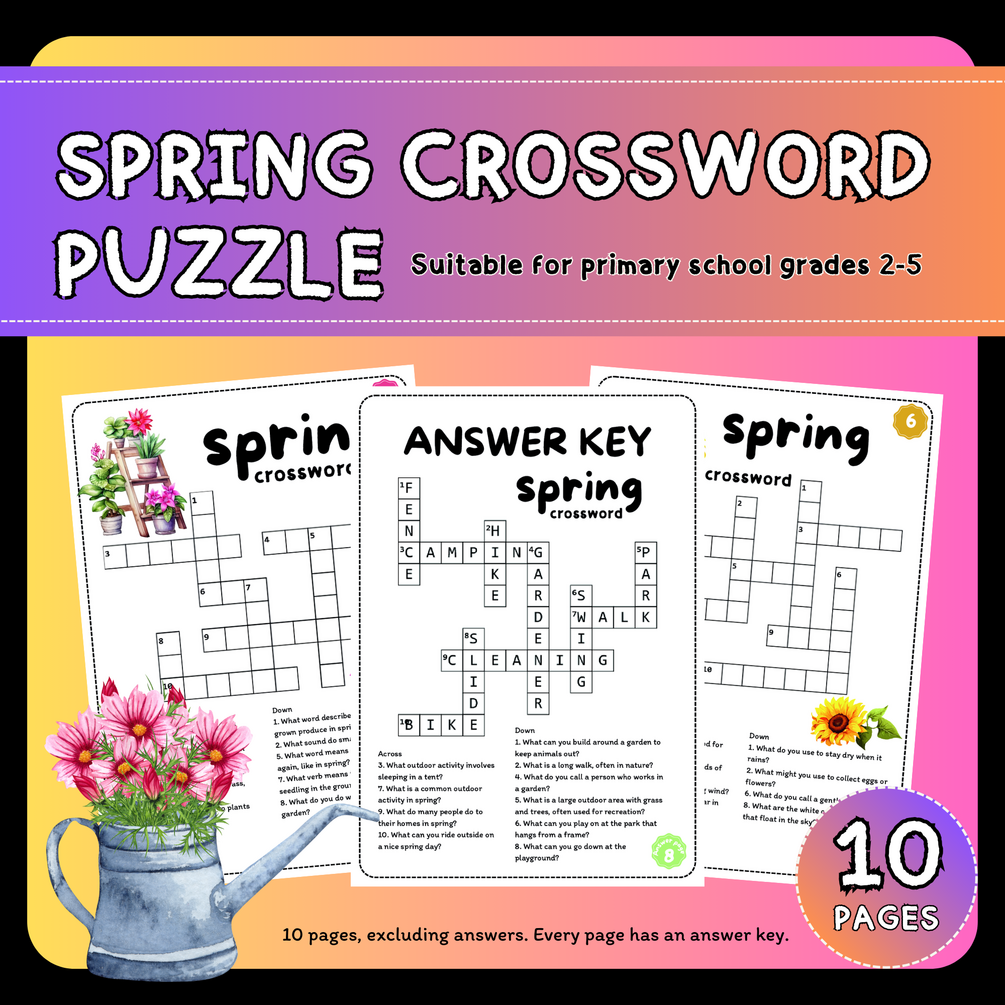 Spring Crossword Puzzles for Kids – Fun Seasonal Vocabulary Activities ...