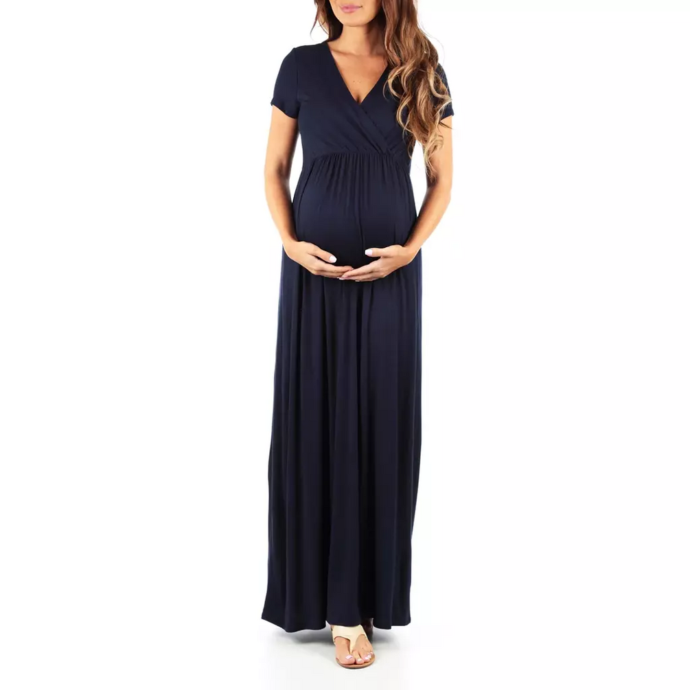 Women’s Faux Wrap Maternity Dress With Adjustable Belt | Mother Bee ...
