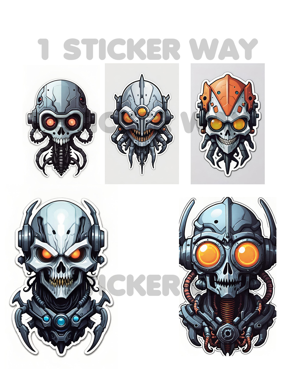 5 Robot Stickers - Pay Product