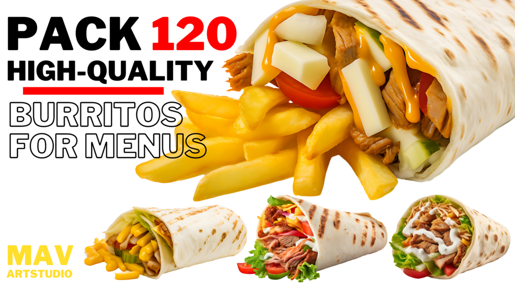 PACK 120 High-Quality Burritos for Menus, Advertisements, and Lightbox ...