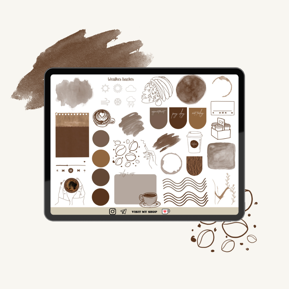 Coffee Freebies, GoodNotes & PNG