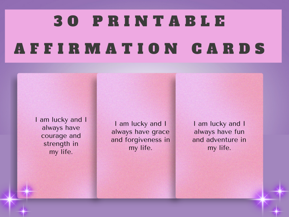 30 LUCKY GIRL SYNDROME Affirmation Cards For Women-Printable Pdf