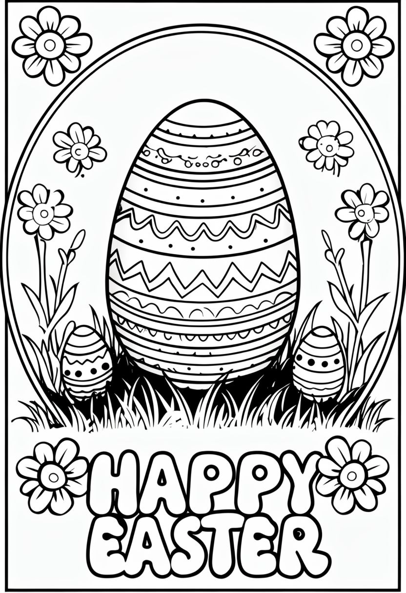 Happy Easter colouring page