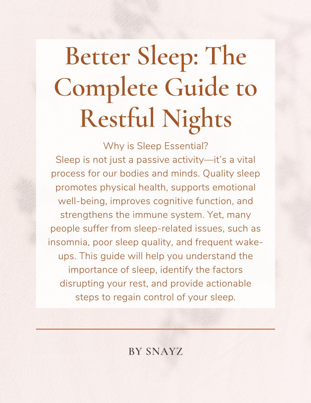 The Sleep Blueprint: Master the Art of Restful Nights