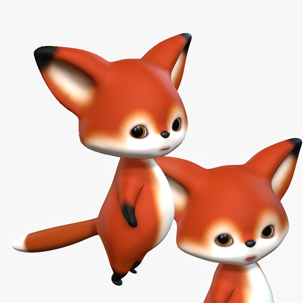 FOX PET CARTOON ANIMATED - BLEND FILE - FBX RIGGED ANIMATED