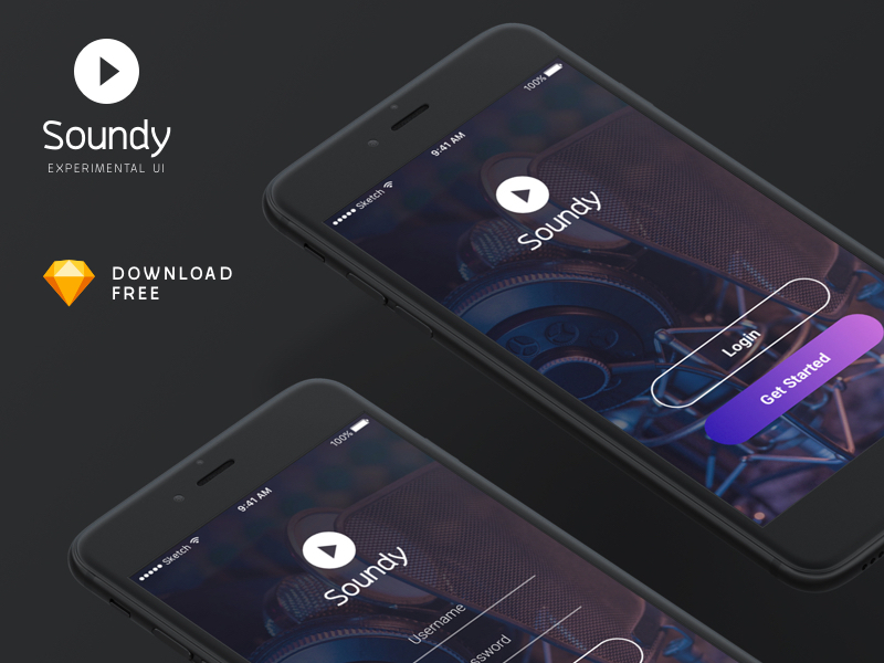 [FREE] UI Sound App Login (Sketch)