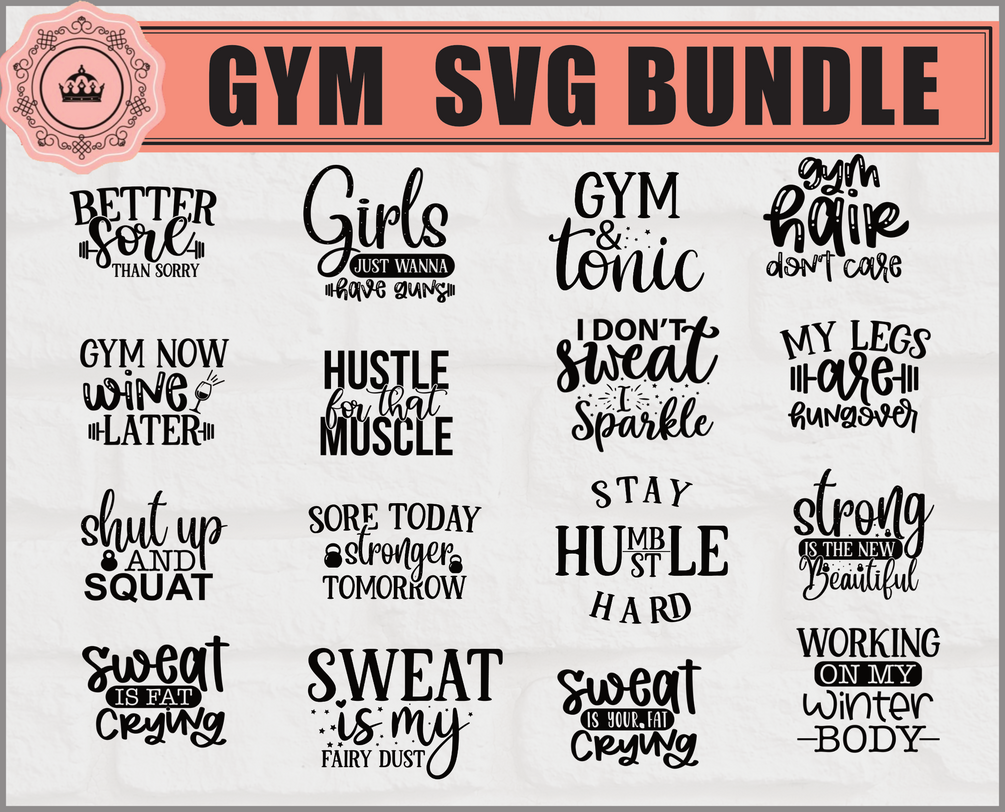 Workout Svg Bundle Motivational Gym Quotes, Girls Gym Quotes SVG Bundle ...
