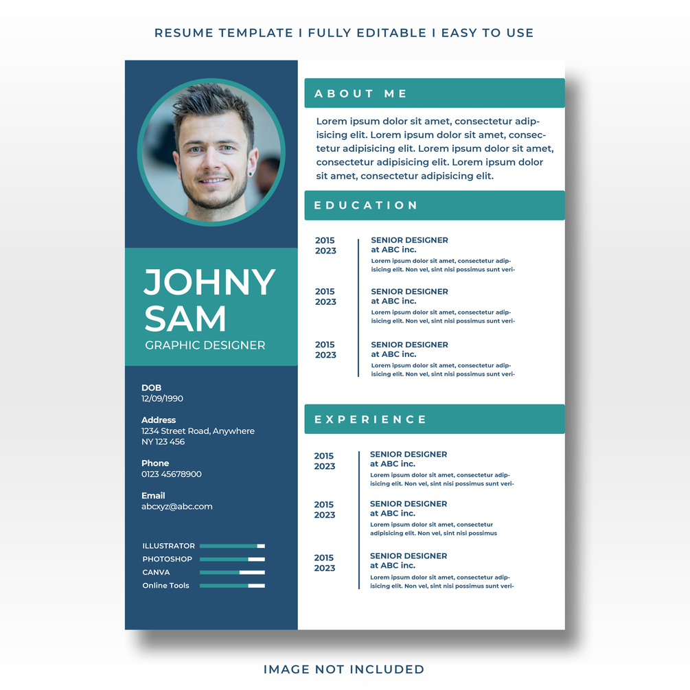 Clean Modern Green Blue CV Resume PSD Template