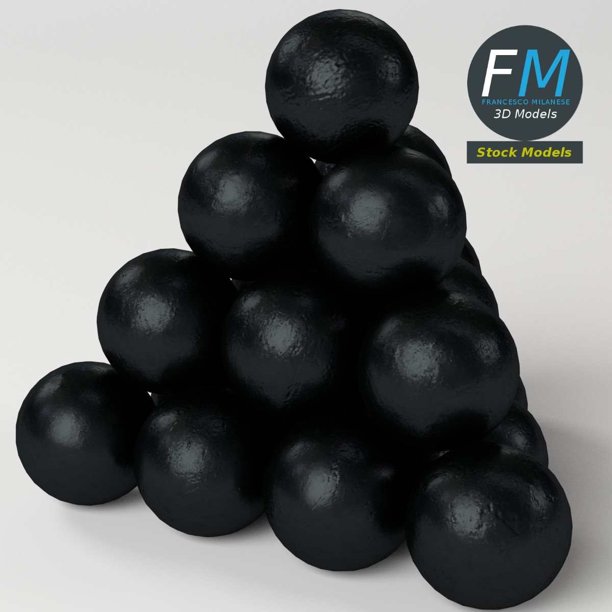 3D MODEL - Cannonballs stack 2