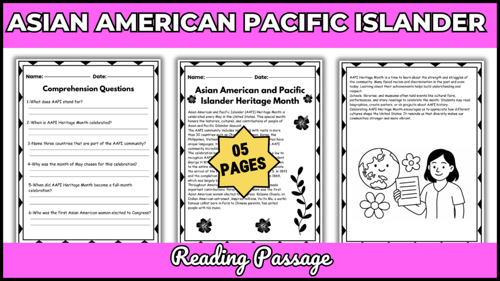 Asian American Pacific Islander Heritage Month Reading Passage | May ...