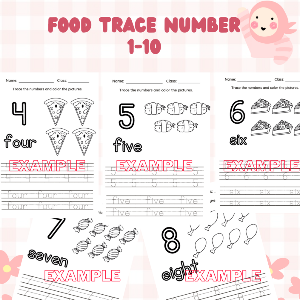 PDF 1-10 Trace Numbers Food Coloring Pages For Kids Coloring Learning ...