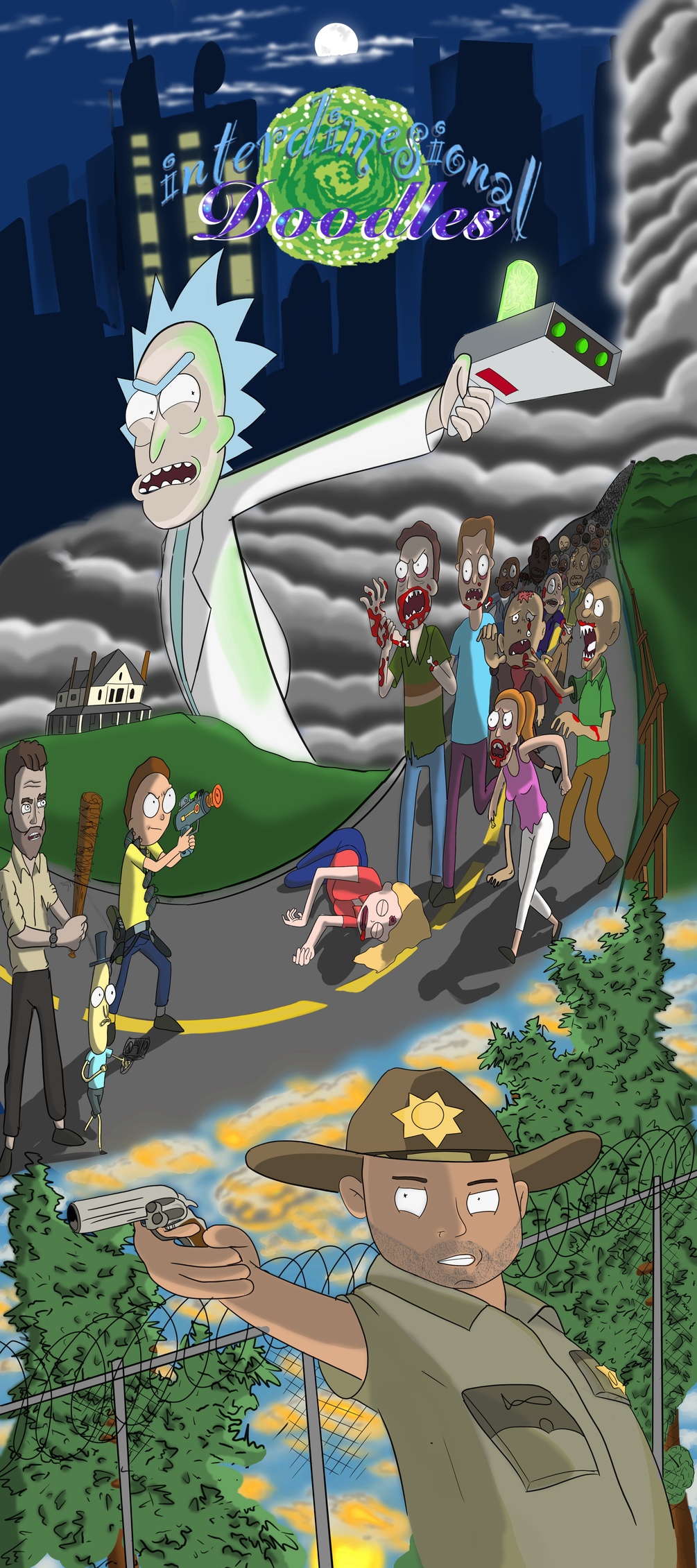 Rick and Morty x the walking dead wallpaper 4k