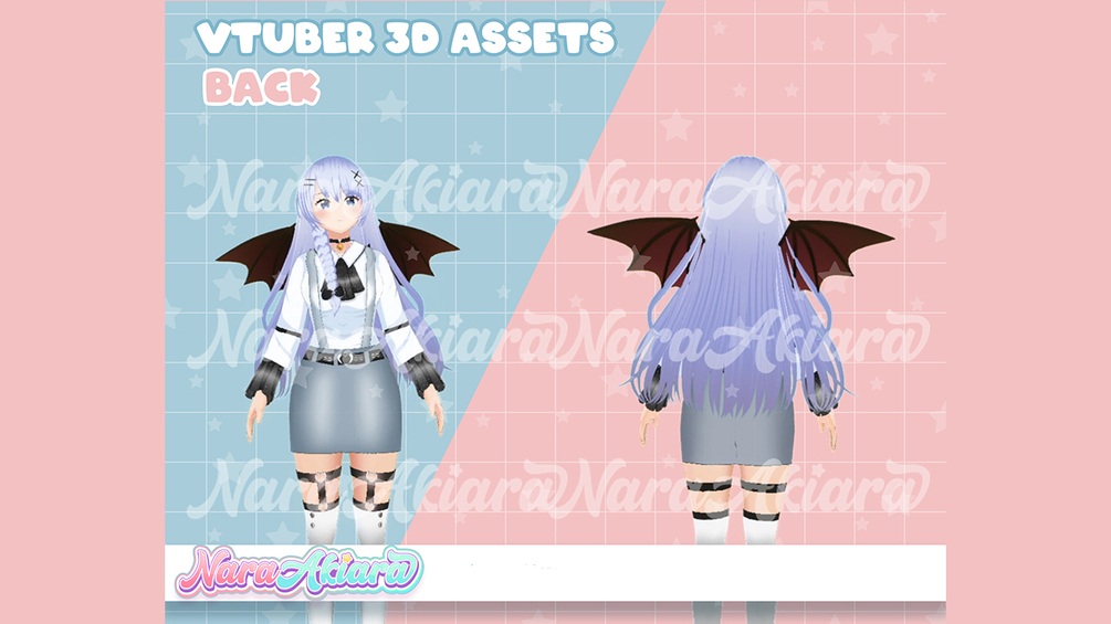 3D Vtuber Assets Bat Wings vroid commission, 3D assets ready to use ...