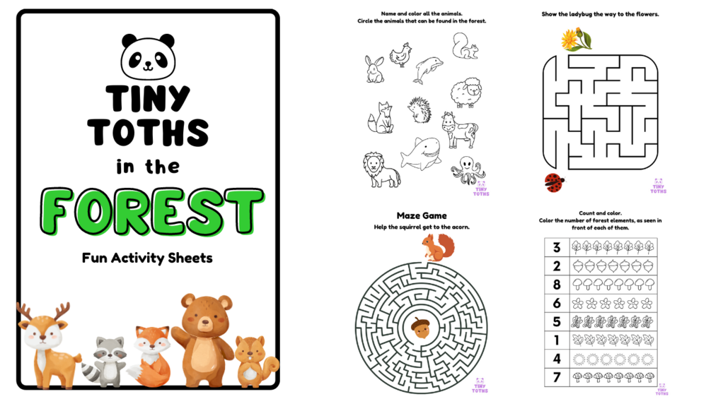 Tiny Toths in the Forest - Kids' activity sheets printables