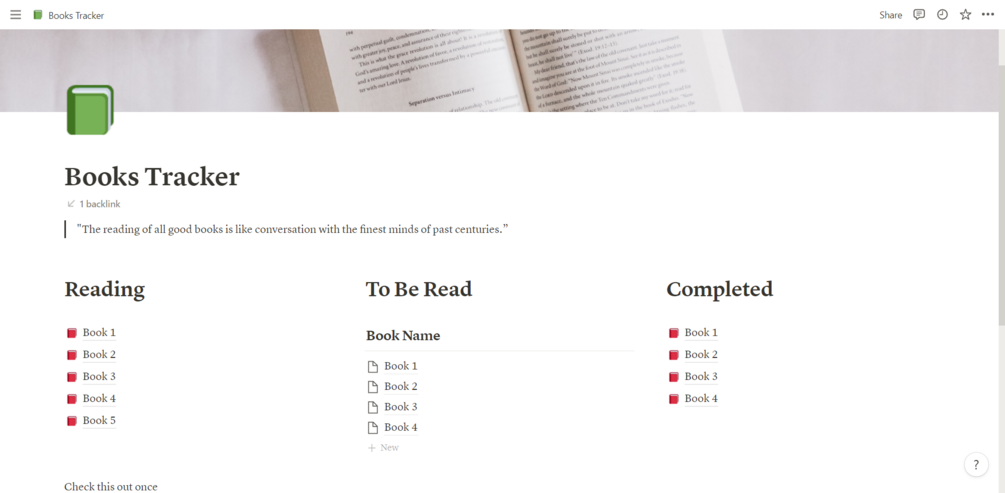 Books Tracker- Notion Template
