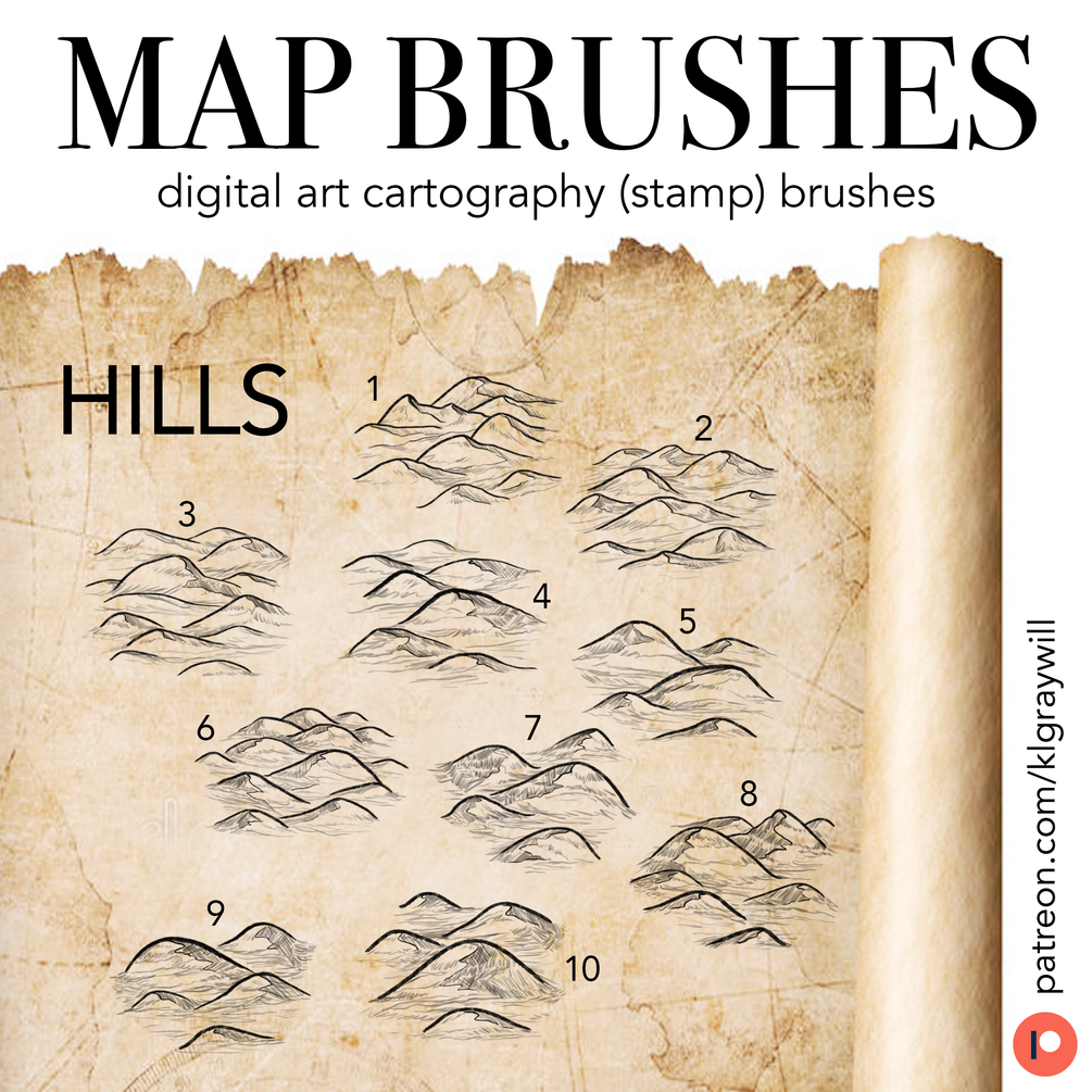 Mapmaking Brushes: Hills [Set of 10]