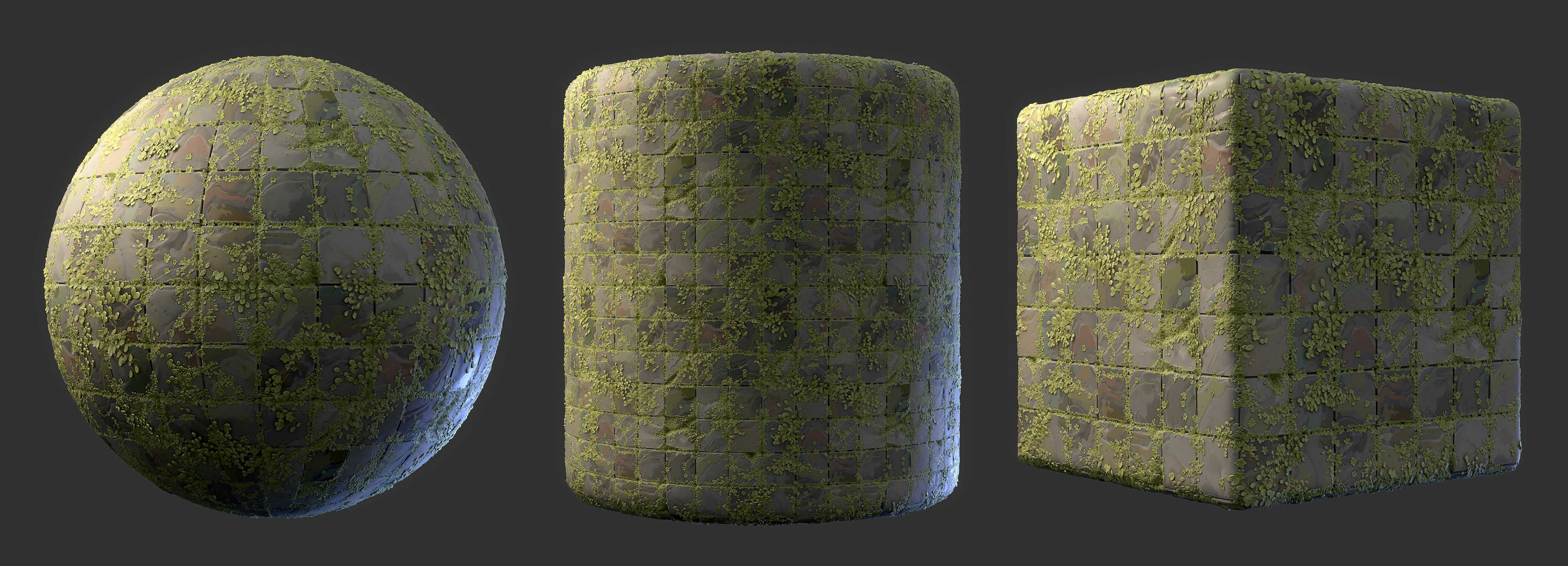 Mossy Tiles Material - 3dex
