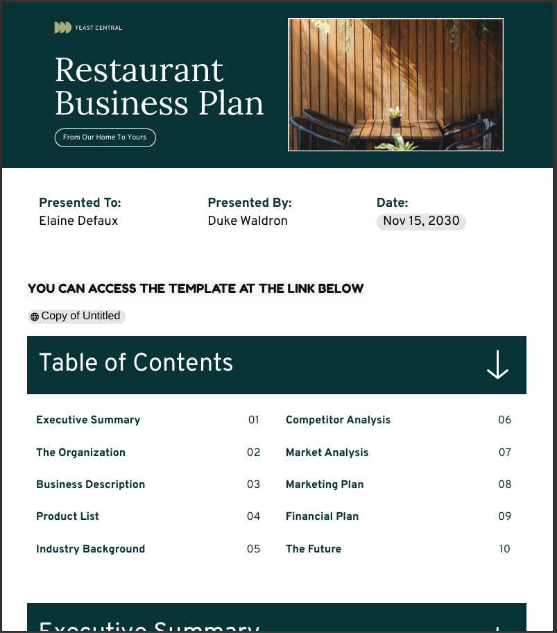 Restaurant Business Plan