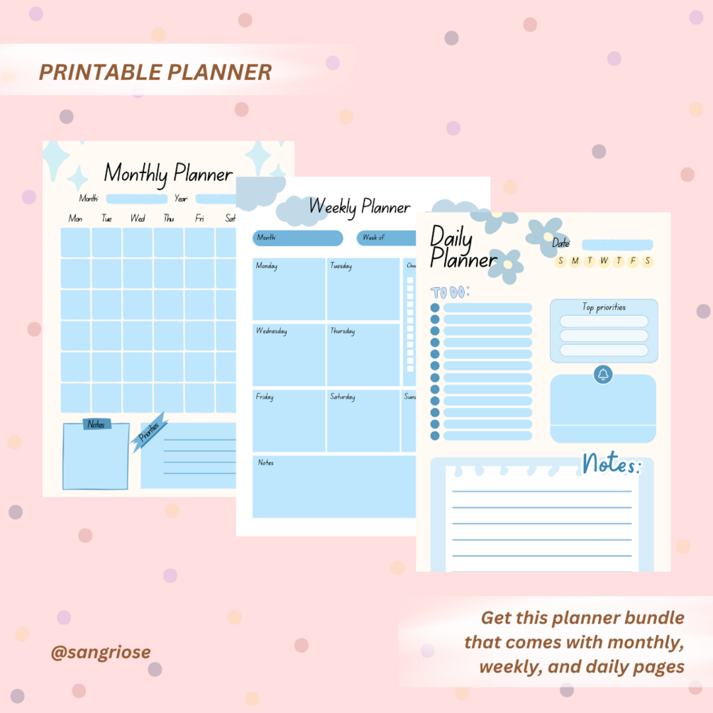 Aesthetic Sky Blue Planner Set