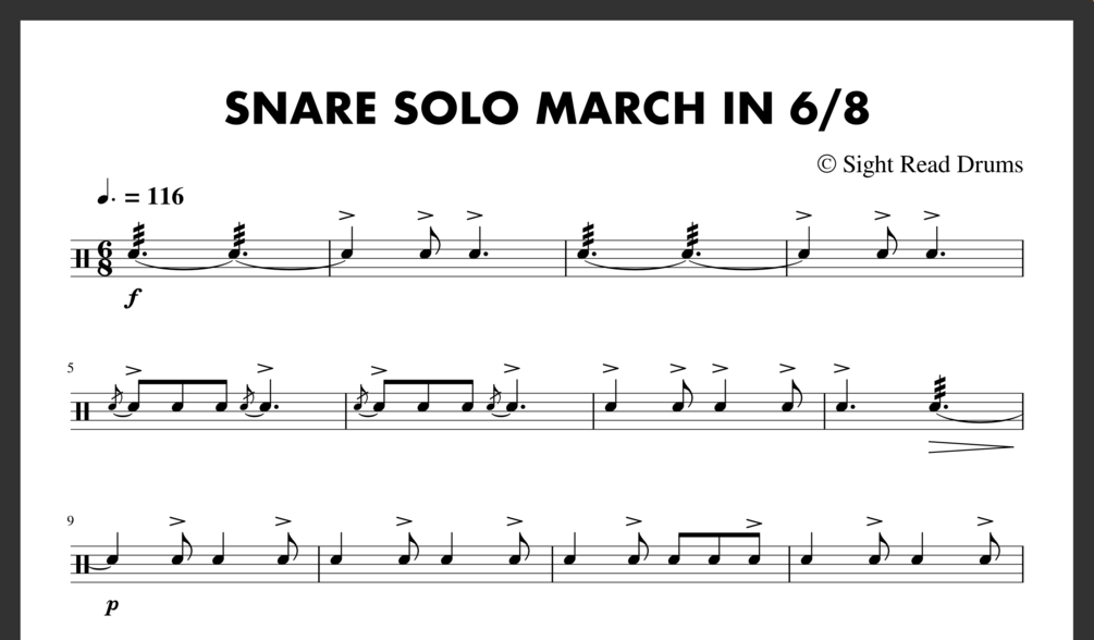 Snare Solo March in 6/8