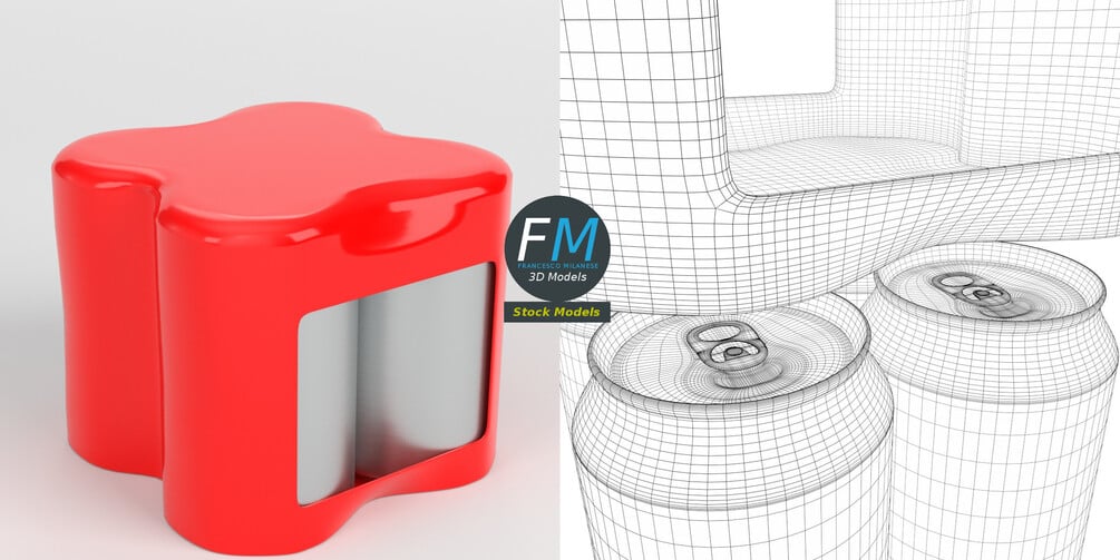 3D MODEL - Pack of four soda cans