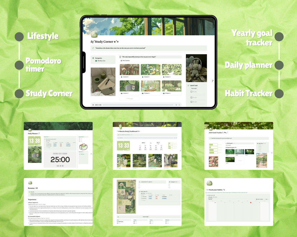 Matcha x Studio Ghibli Inspired Notion Planner| Life Work Notion ...