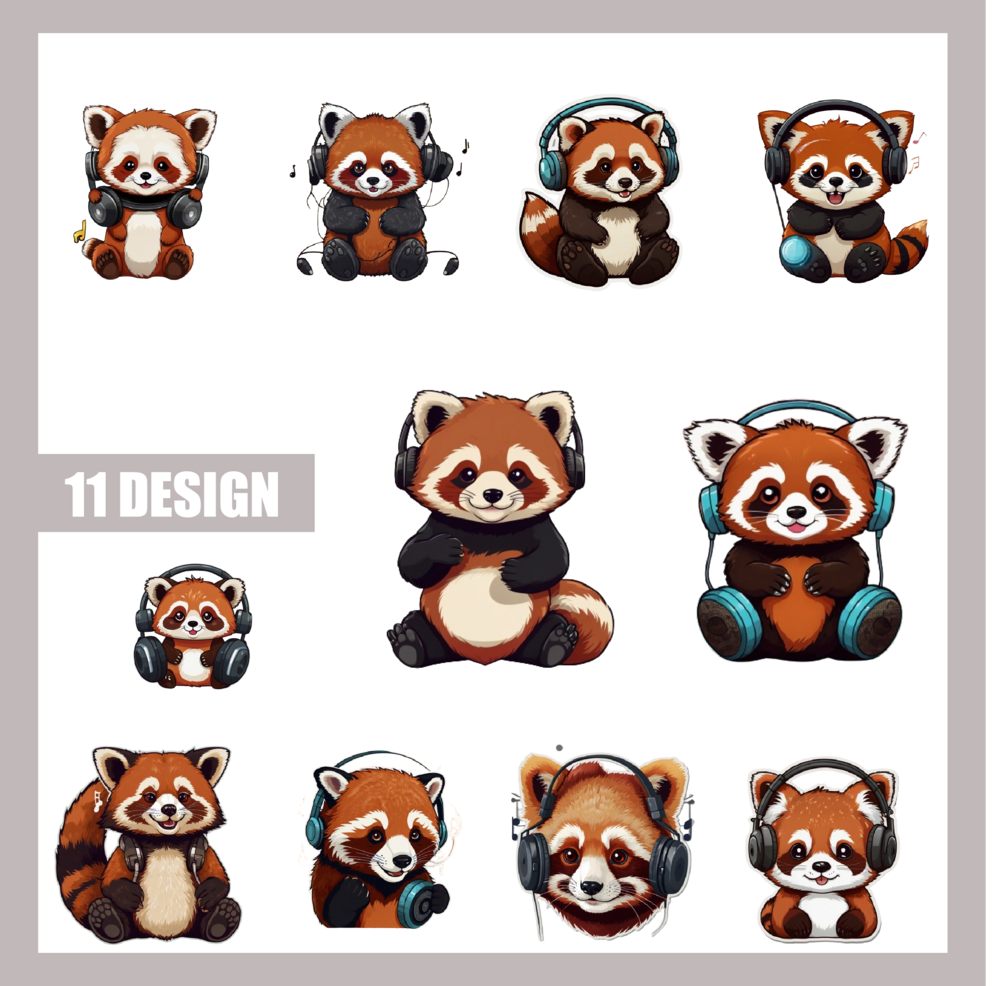 11+ PNG Skeleton Character kawaii red panda Sublimation Bundle