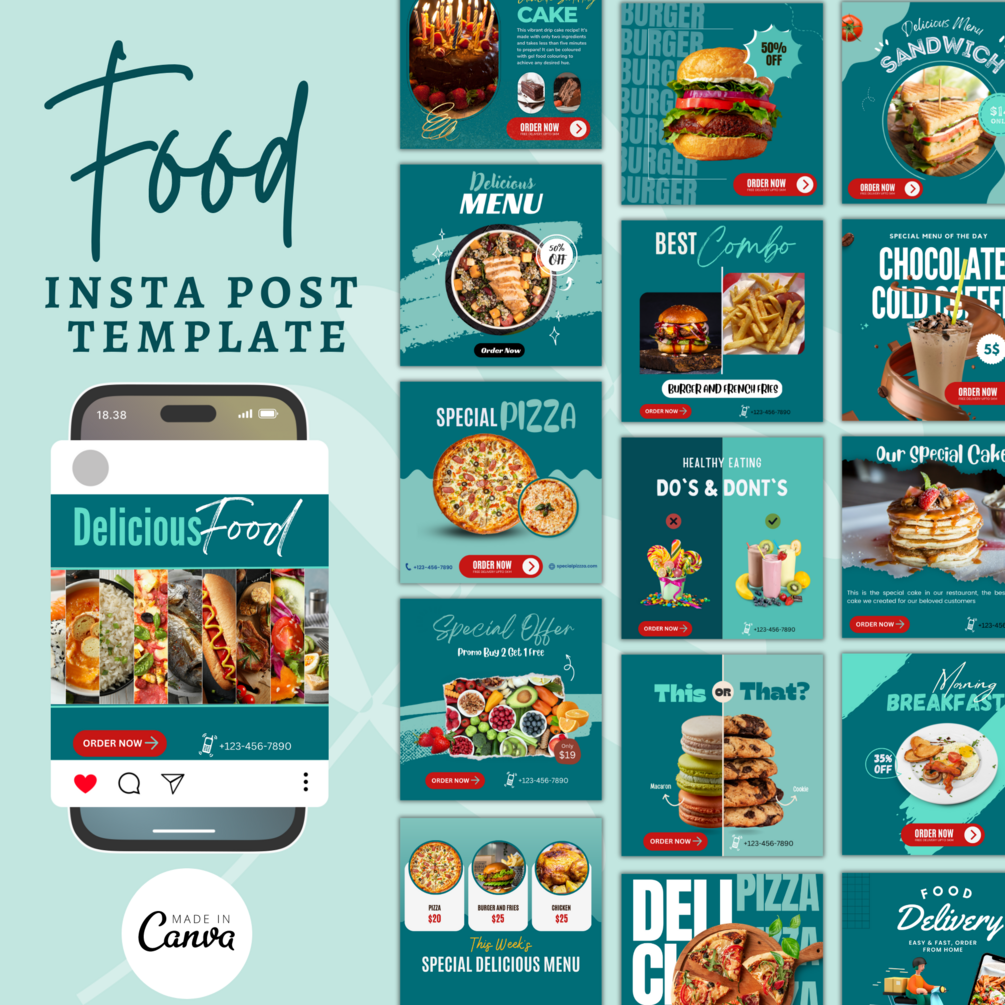 Food Instagram Templates | Instagram Templates | Social Media Templates ...