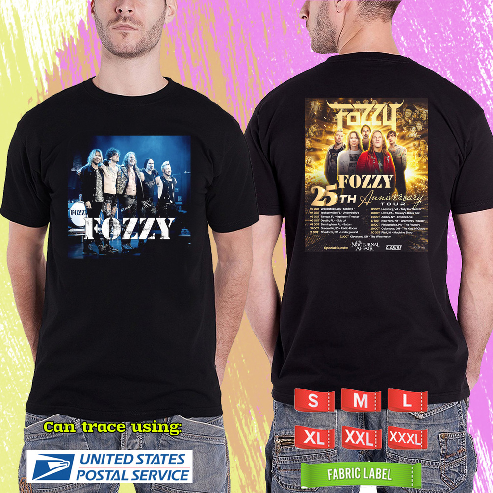 FOZZY 25TH ANNIVERSARY TOUR 2024. FOZZY TOUR. UNISEX BLACK TEE RD01