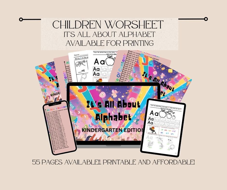 - children worksheet- IT'S ALL ABOUT ALPHABET ( PRINTABLE EDITABLE)