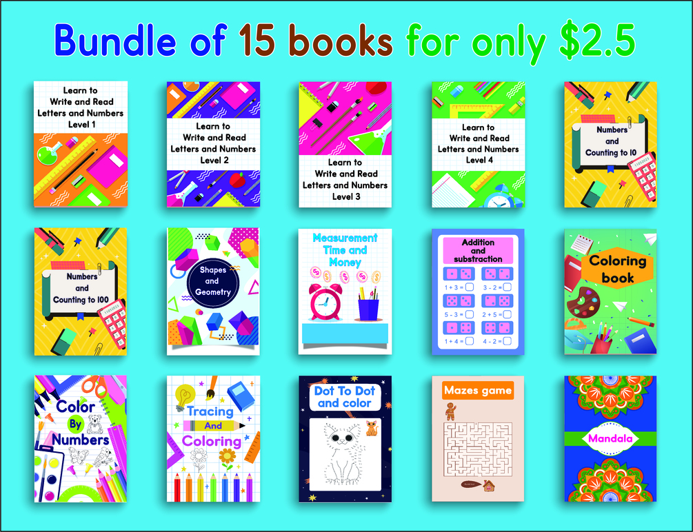 Bundle of 15 books for kindergarten