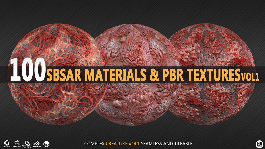 100 Stylized Creature Materials - SBSAR + PBR Textures | Vol1