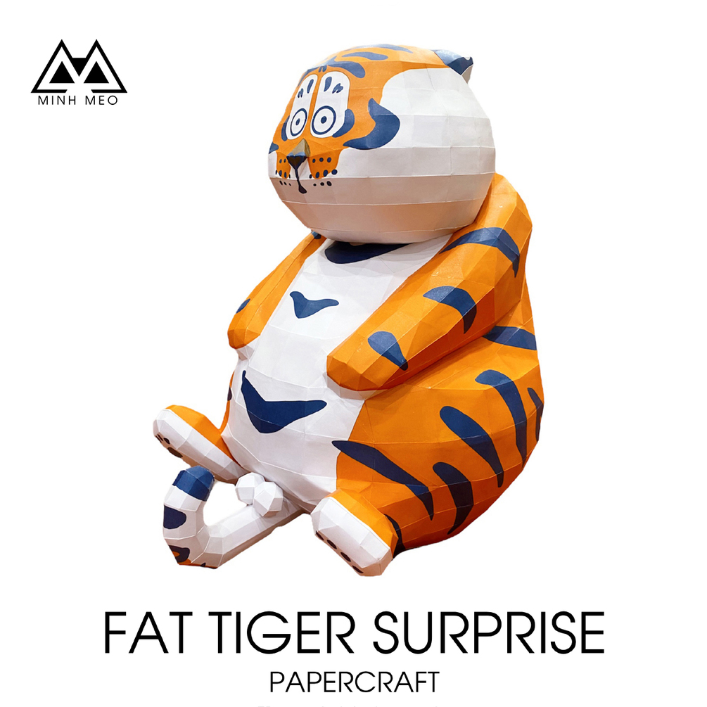 Fat Tiger Surprise papercraft, Cute Tiger, papercraft 3d, Tiger Low ...