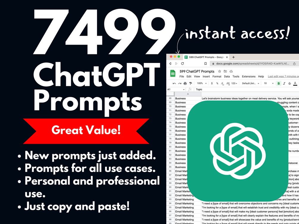 7499+ ChatGPT Prompts | Unlock the full potential of ChatGPT and AI ...