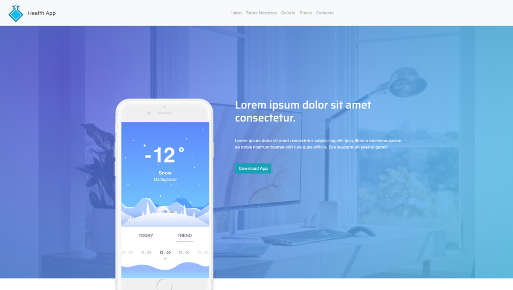 Pagina web con bootstrap 2021 (health app) gratis