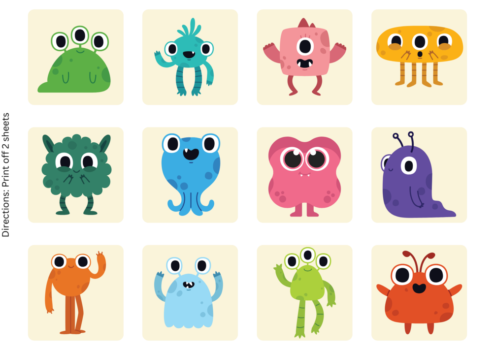 Memory Game- Monsters (PDF)