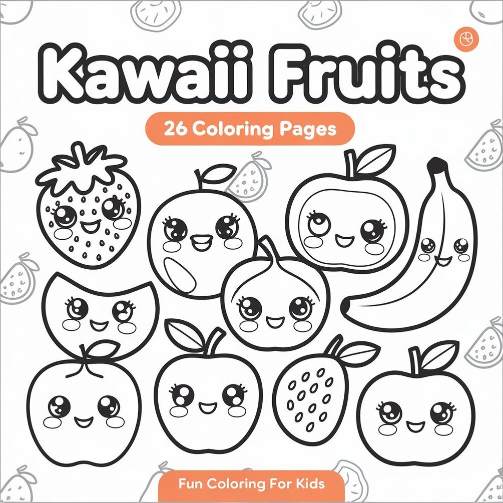 Kawaii Fruits - 26 Coloring Pages