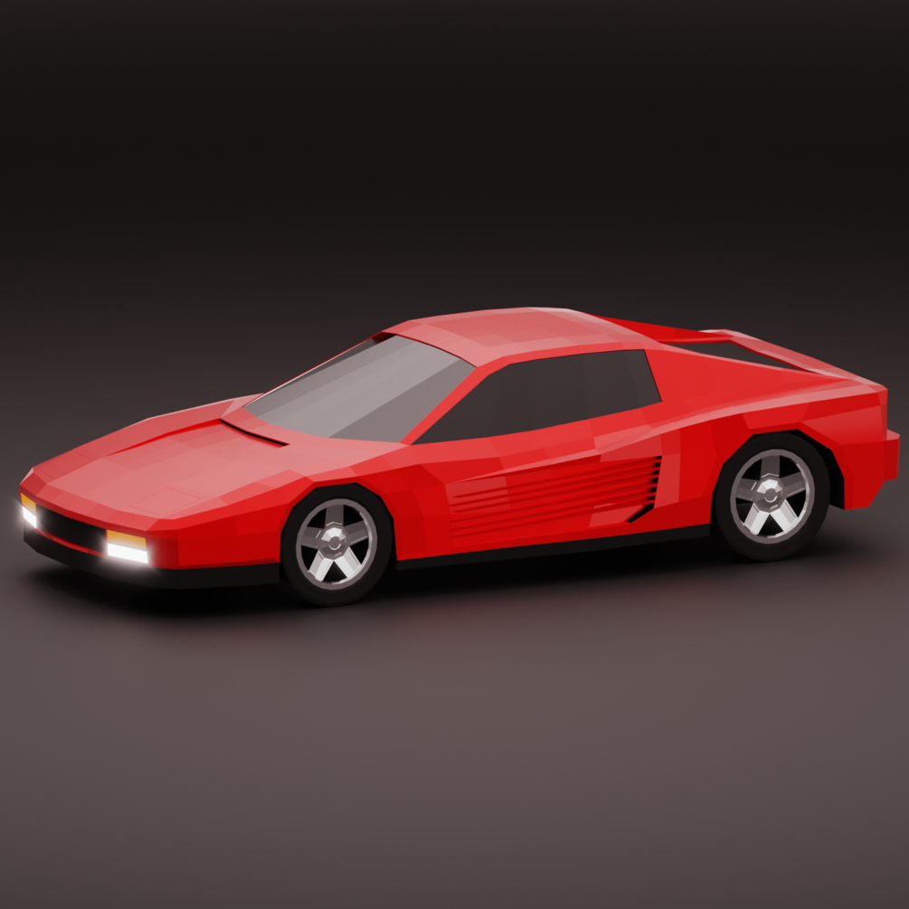 Ferrari Testarossa - low poly 3d model