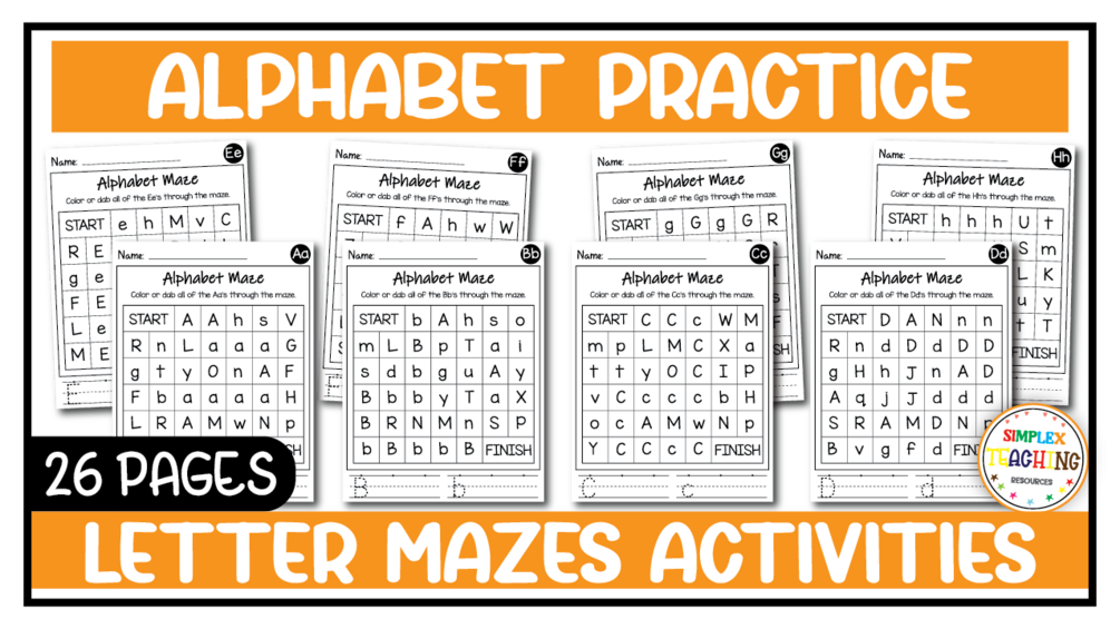 Alphabet Letter Mazes Worksheets - Letter Recognition Printable