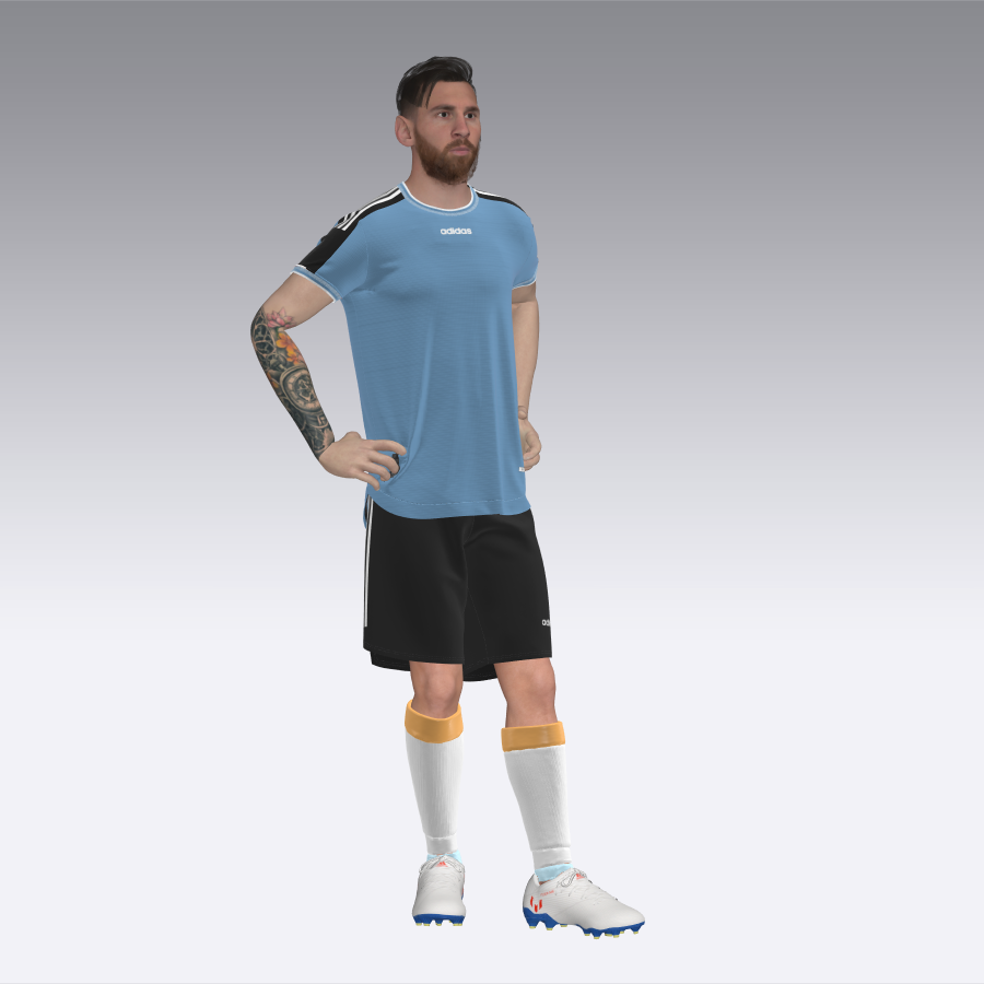 Messi + Adidas Round Neck Template Clo3D & Marvelous Designer