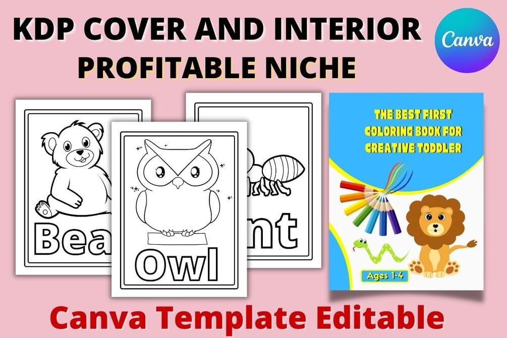Coloring Book For Toddlers KDP Cover And Interior (Canva Template Editable)