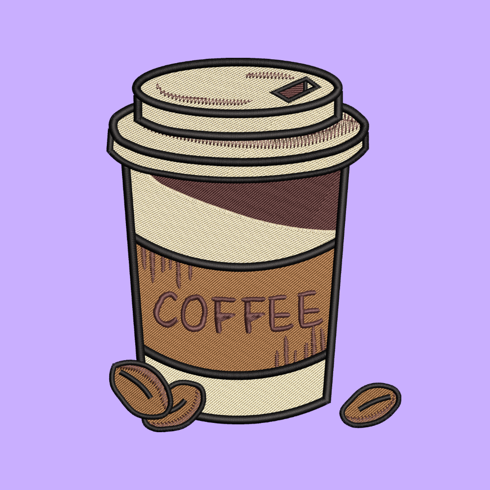 Coffee Cup Embroidery Design for embroidery machines