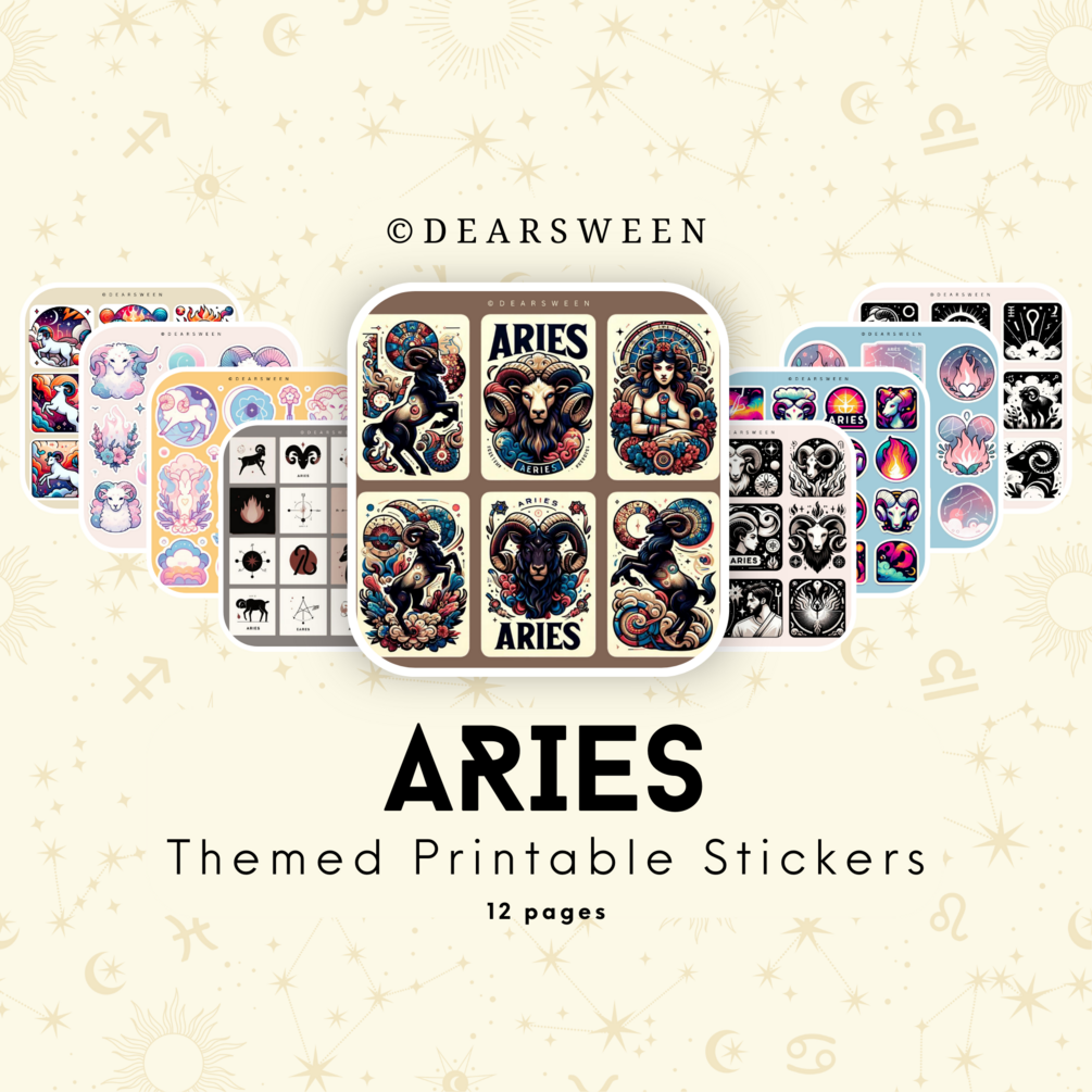 Aries Themed Printable Stickers (15 Pages)
