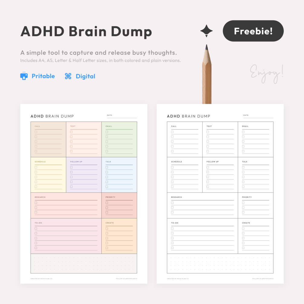Free ADHD Brain Dump – Printable & Digital