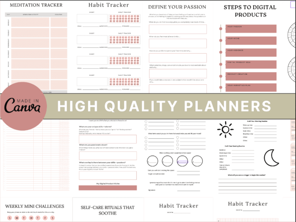 50+ Ready-made, editable Digital Planners w/ Freebies!