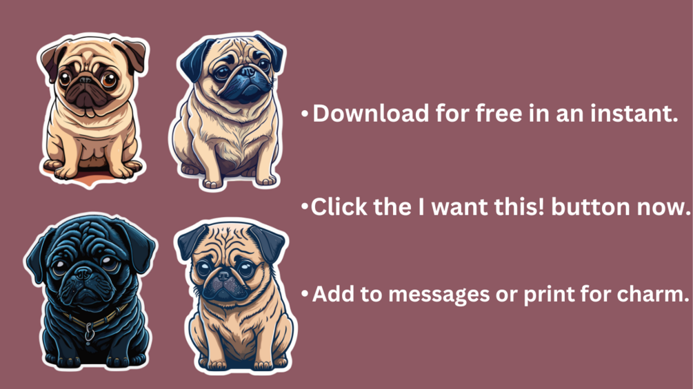 Pug Sticker Digital Download