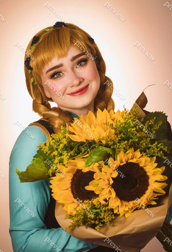 Anna from Frozen with sunflowers 4k